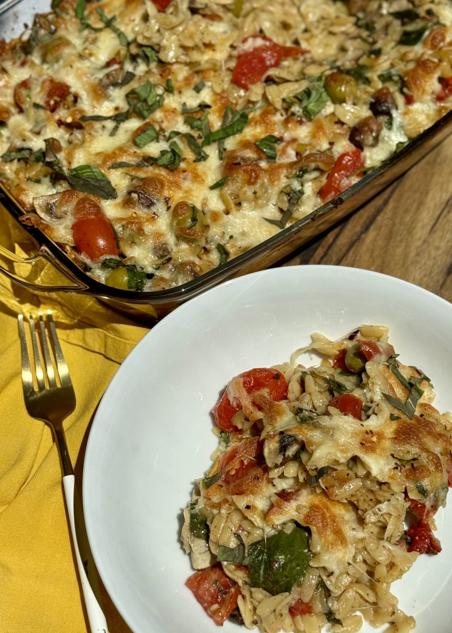 Mediterranean Mushroom Orzo Bake - Good Eats By Rose